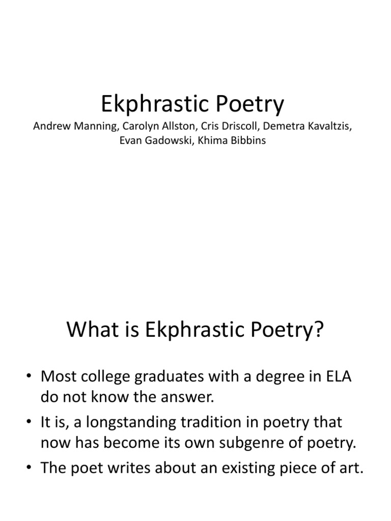 Understanding Ekphrastic Poetry | PDF | Art | General Fiction