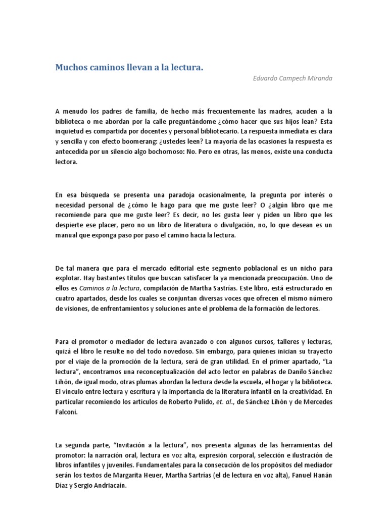 Caminos A La Lectura | PDF | Lectura (proceso) | Literatura infantil