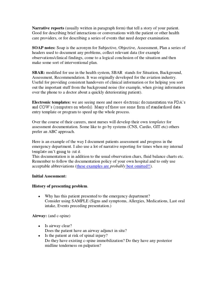 Documentation Examples | PDF | Medicine | Clinical Medicine