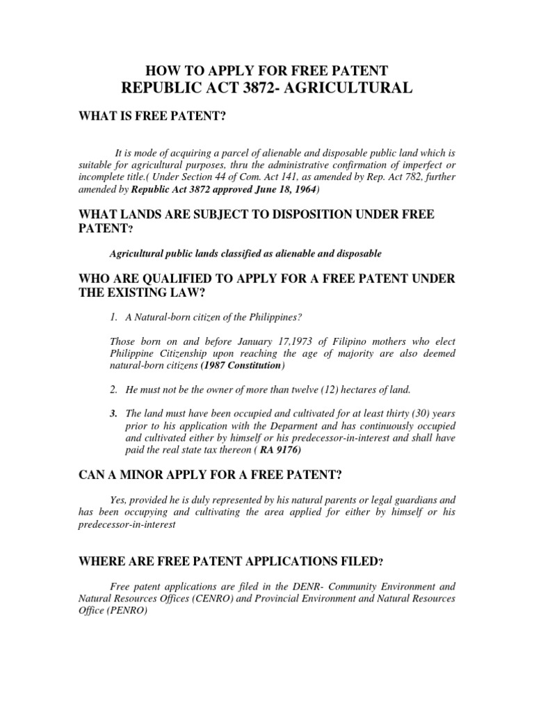 Free Patent | Patent Application | Patent