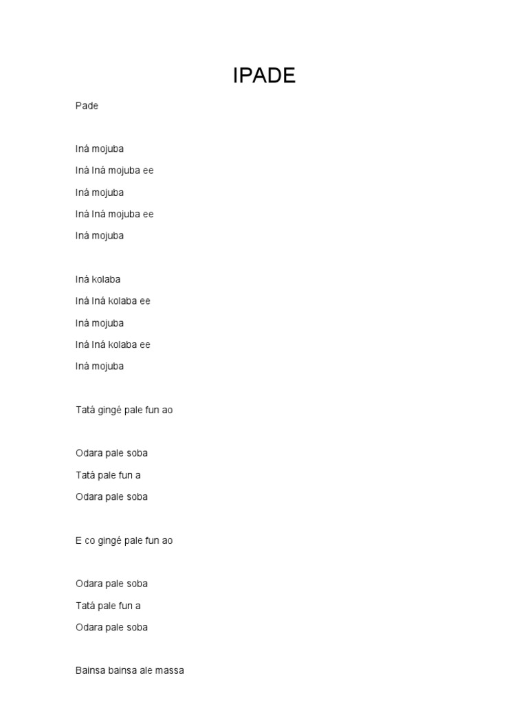 Letras de Canto Yoruba Tradicional | PDF