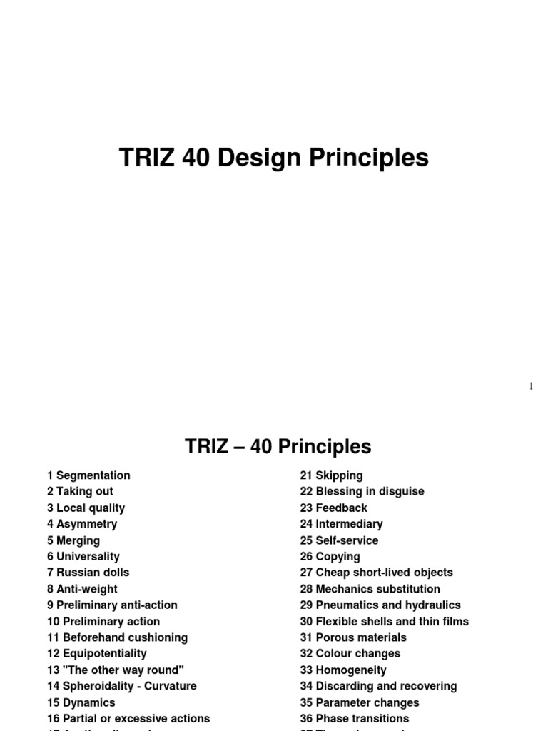 TRIZ 40 Principles1 | PDF | Thermal Expansion | Phase Transition