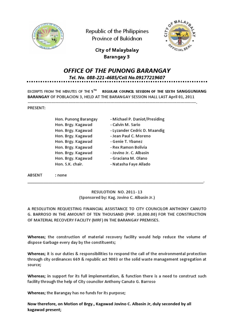 Resolution 2011 13 | Waste | Environment