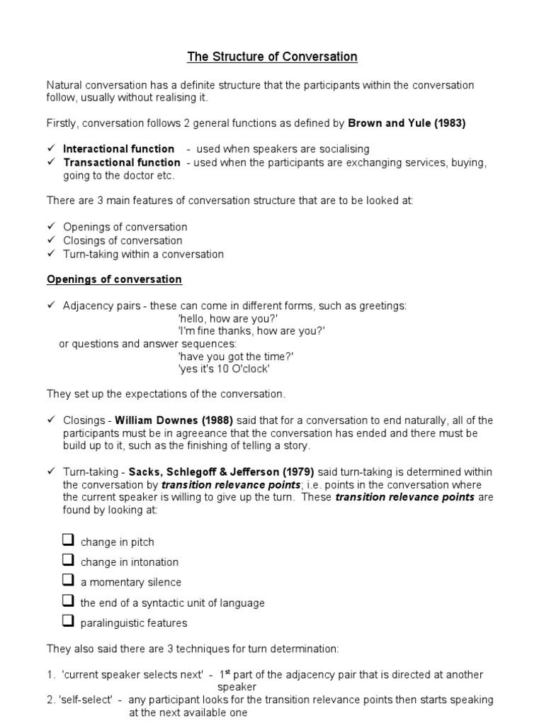 The Structure of Conversation(1) | Conversation | Linguistics