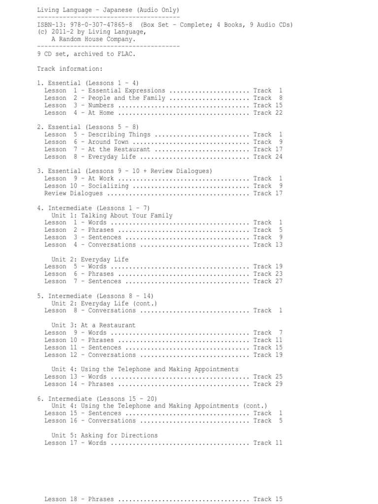 Comprehensive Track List and Lesson Overview for the 9 CD Audiobook ...