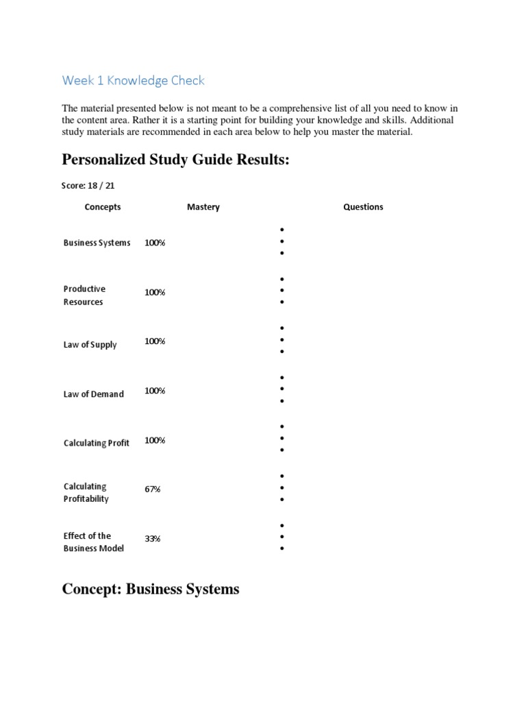 BUS 210 Week 1 Knowledge Check | PDF | Profit (Accounting) | Demand