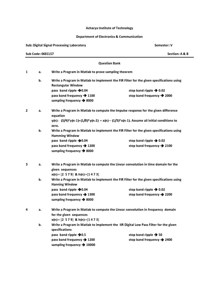 Matlab And C Programs For Digital Signal Processing Techniques And Dsp Processor Implementation