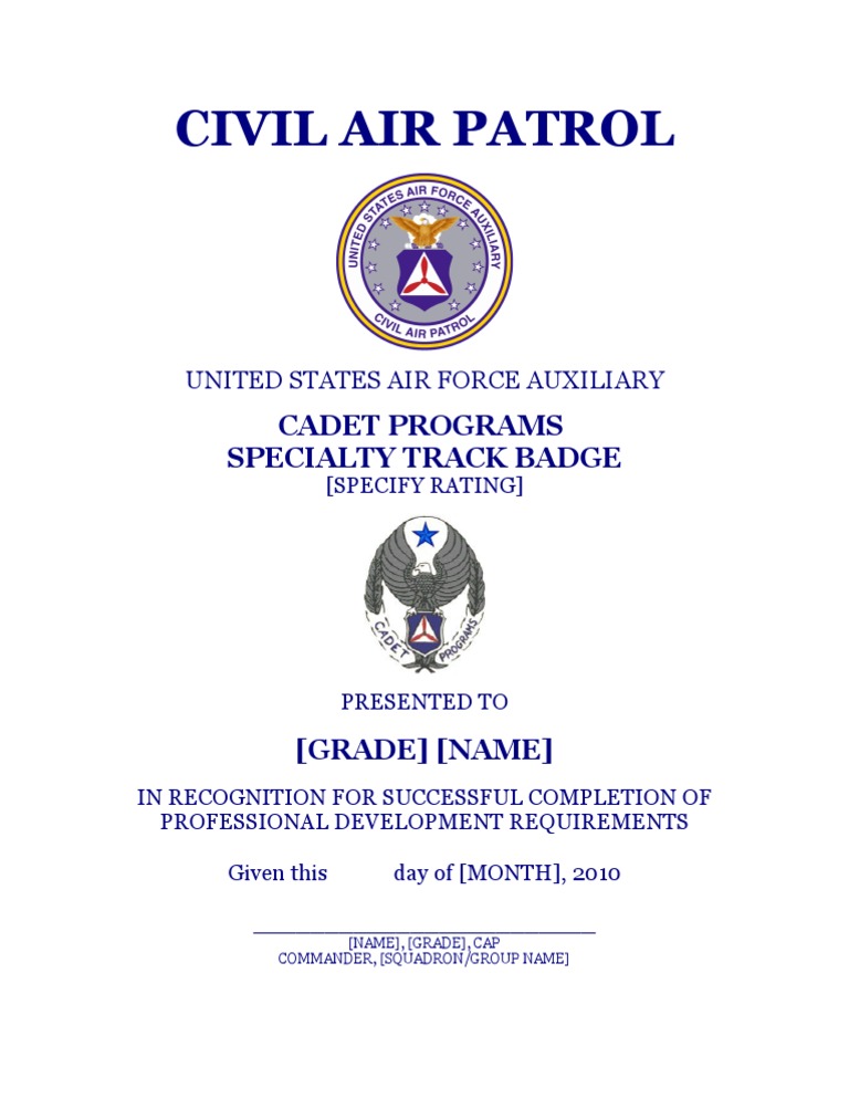 Cadet Programs Specialty Track Badge | PDF