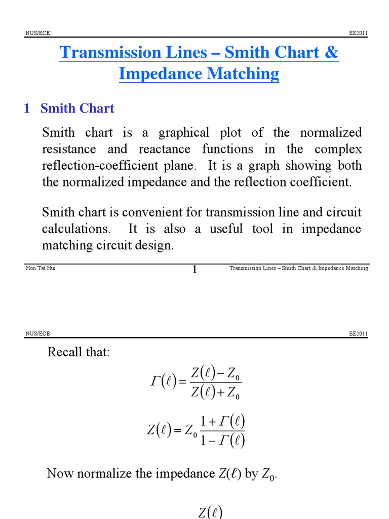 Smith Chart for Impedance Matching | PDF | Transmission Line ...