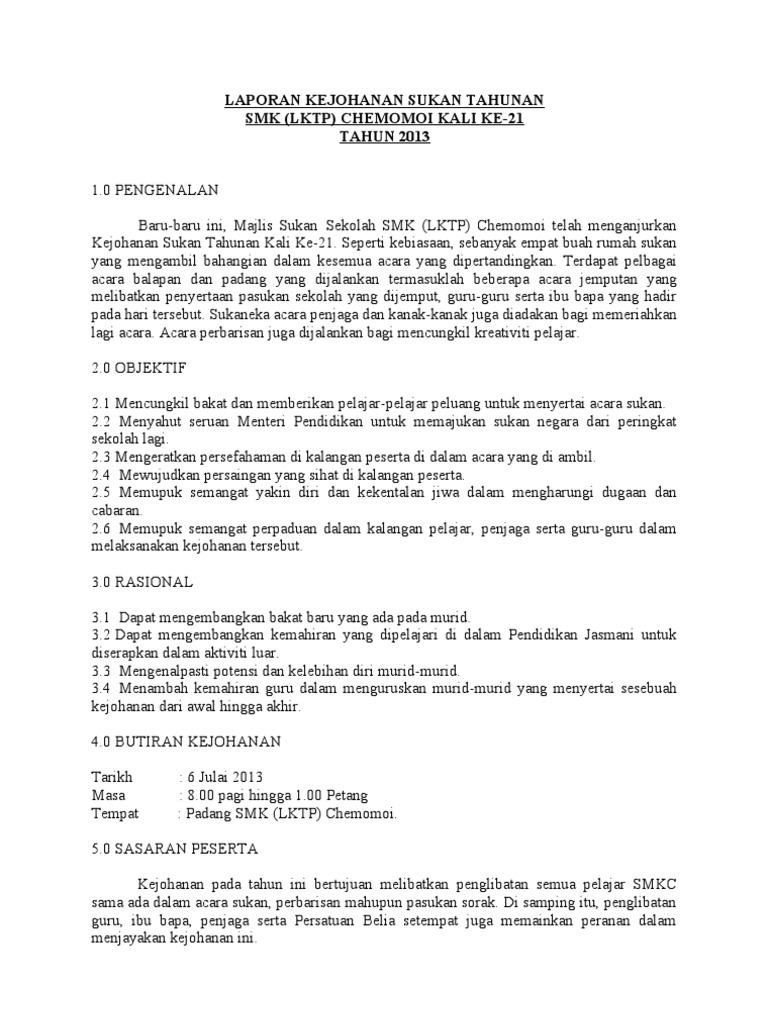 Contoh Laporan Aktiviti Sukan Tahunan - HollyecOconnor