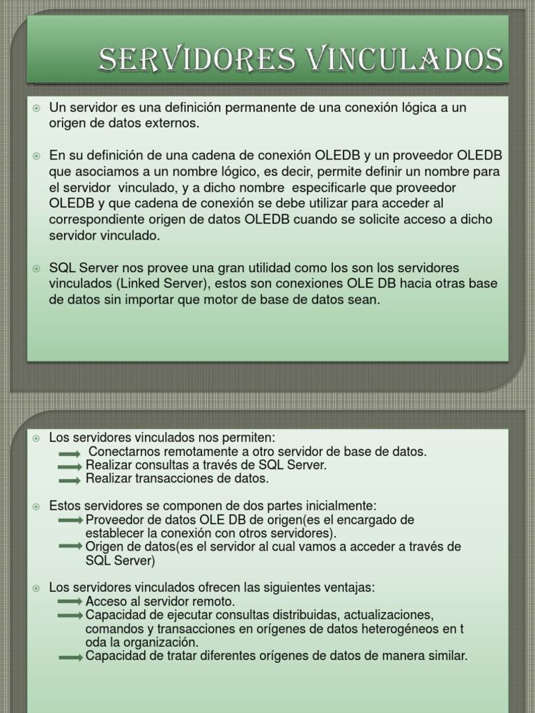 Servidores Vinculados | PDF | Servidor SQL de Microsoft | Servidor (Computación)