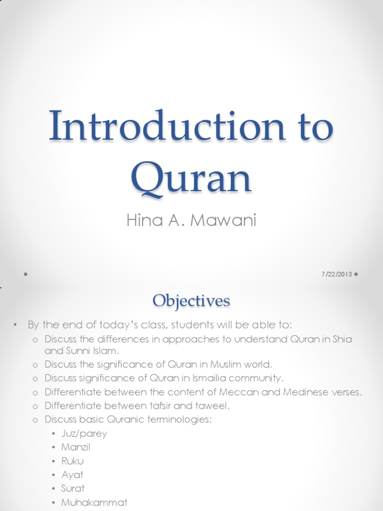 Introduction To Quran | PDF | Quran | Islam