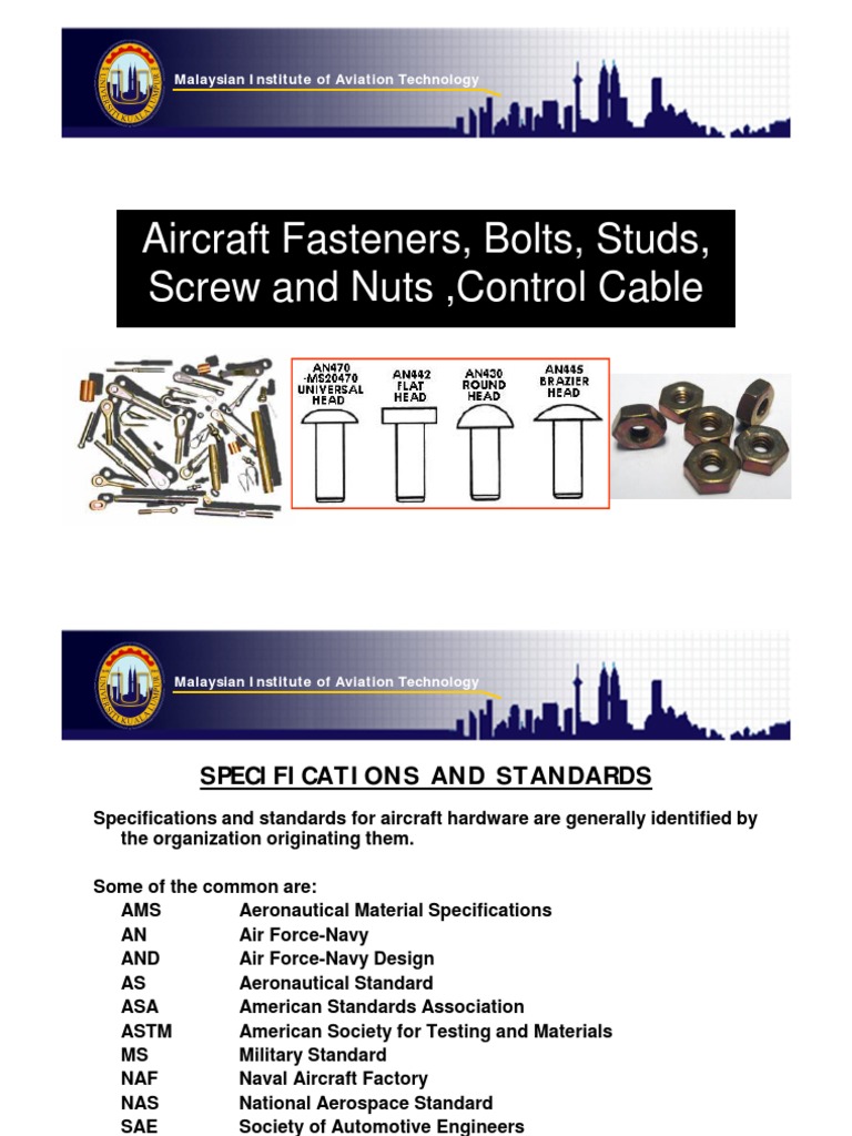 Aircraft Fastener Notes | PDF | Screw | Nut (Hardware)