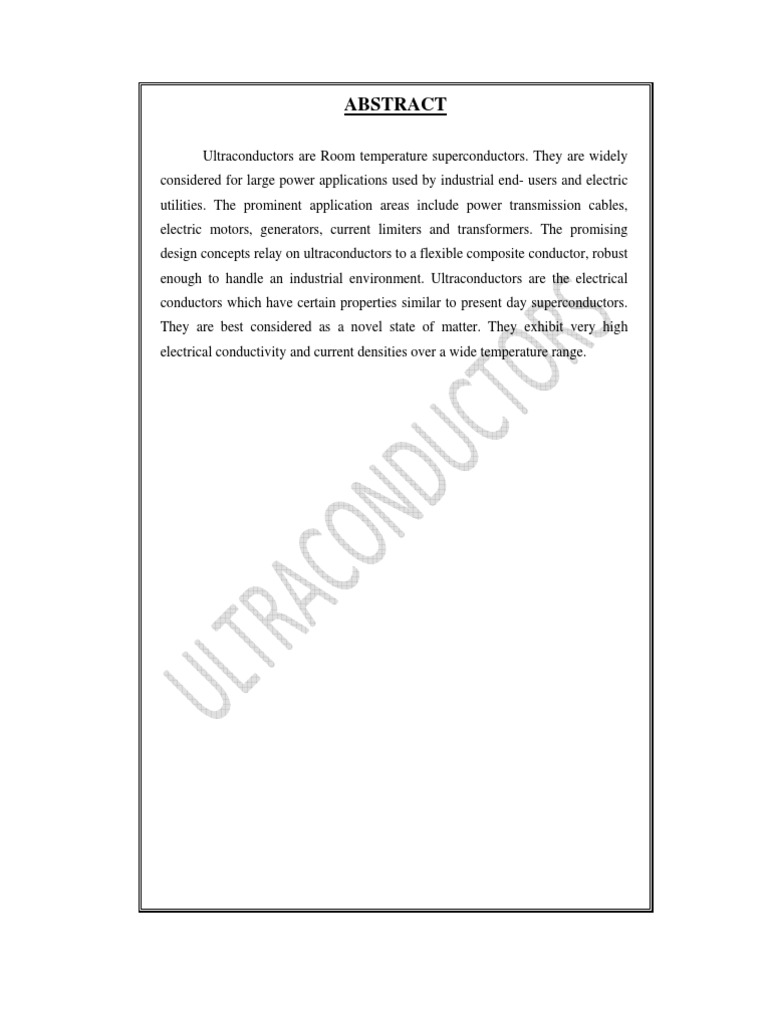 Ultra Conductors | PDF | Superconductivity | Electrical Resistivity And ...