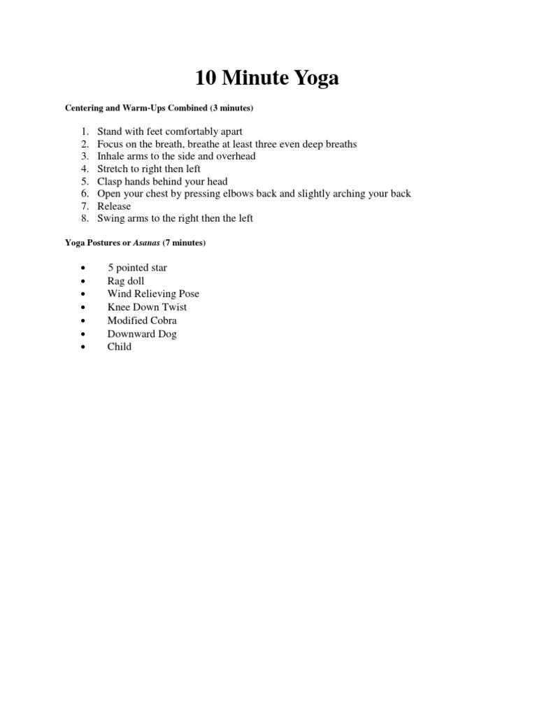 10-Minute Yoga Warm-Up Routine | PDF