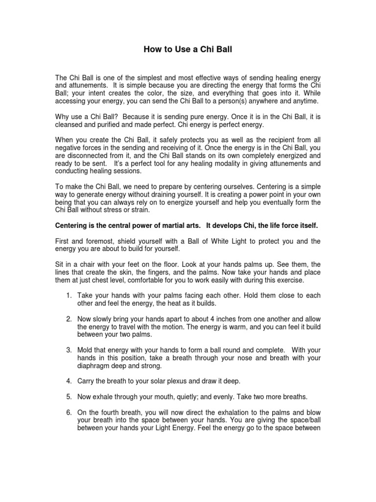 How To Use A Chi Ball | PDF | Breathing | Reiki