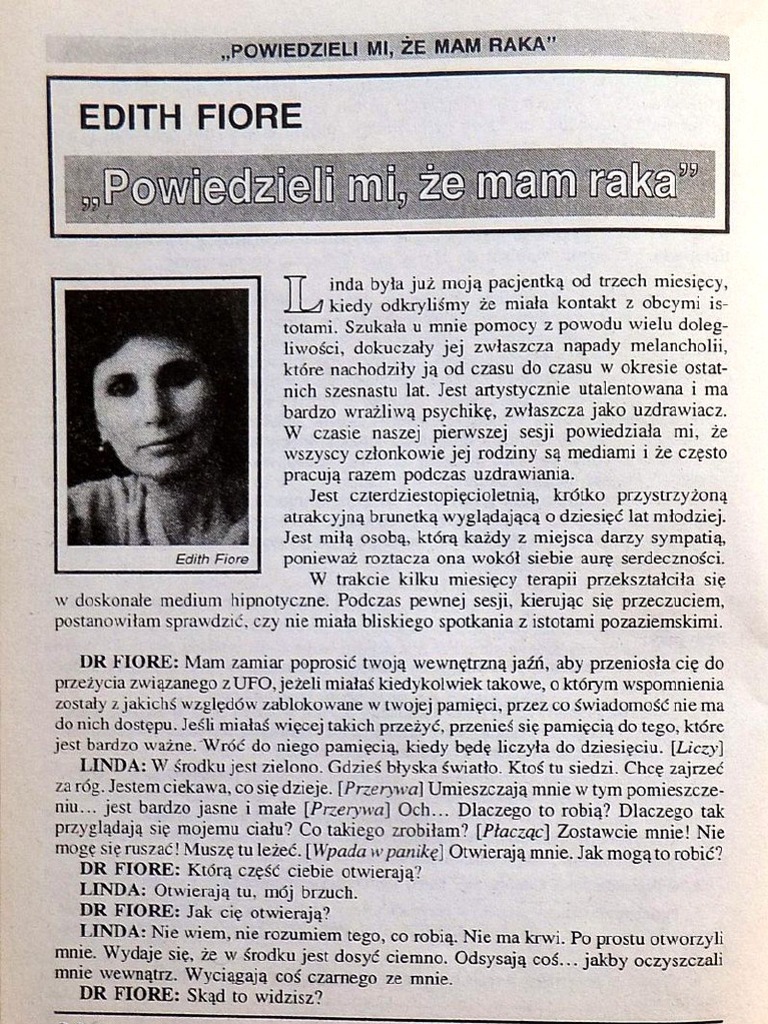 Edith Fiore - Obcy Powiedzieli Jej o Raku | PDF