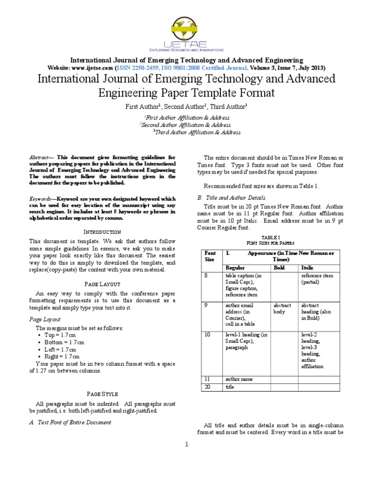 Ijetae Paper Template | PDF | Typefaces | Times New Roman