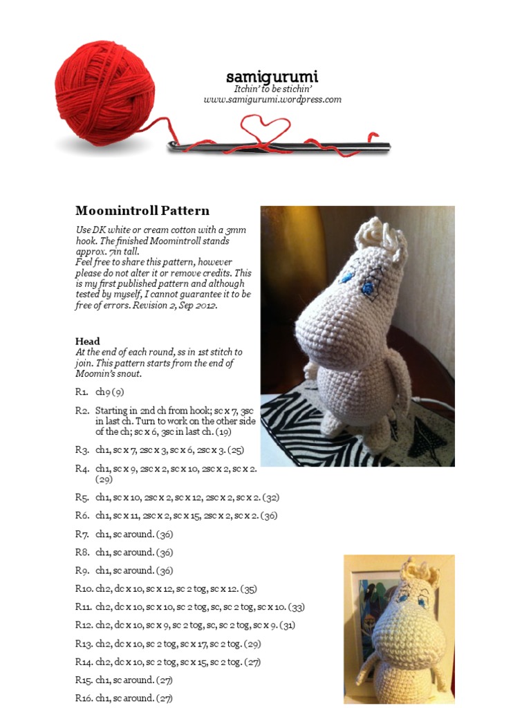 Moomintroll Crochet Pattern Guide | PDF | Passenger Rail Transport ...