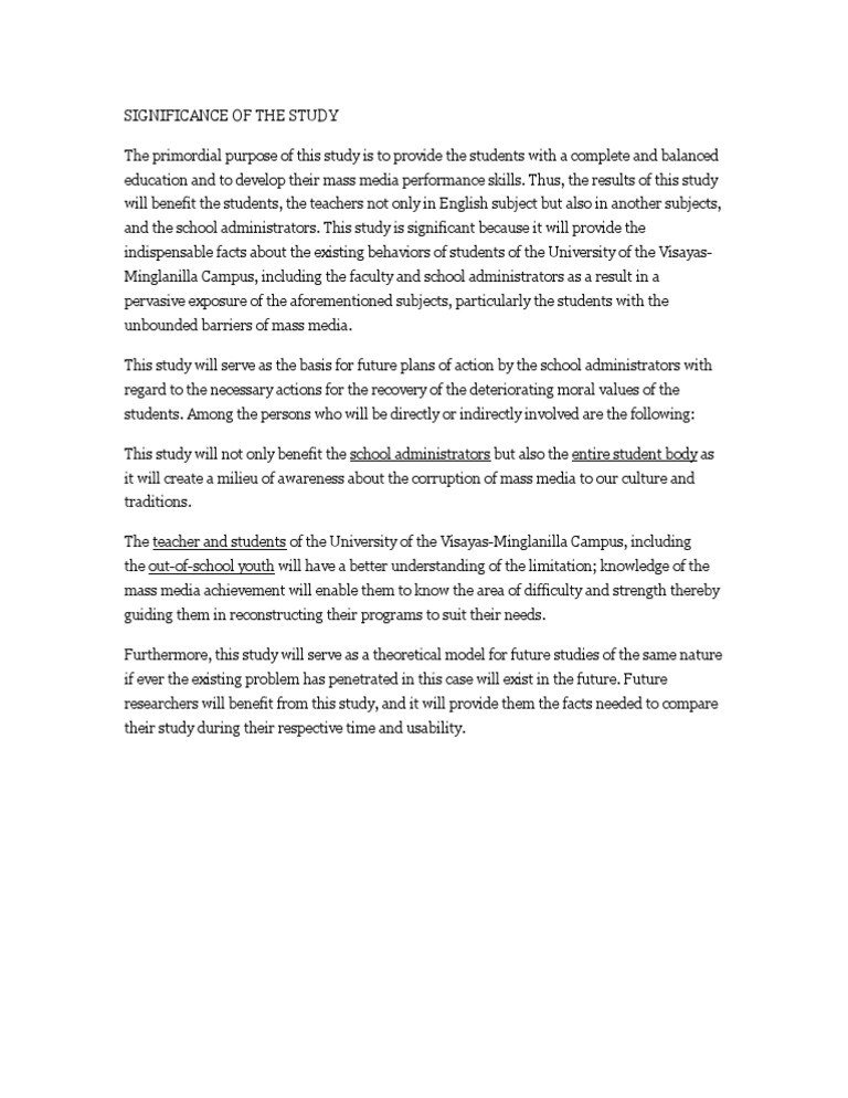 Significance of the Study