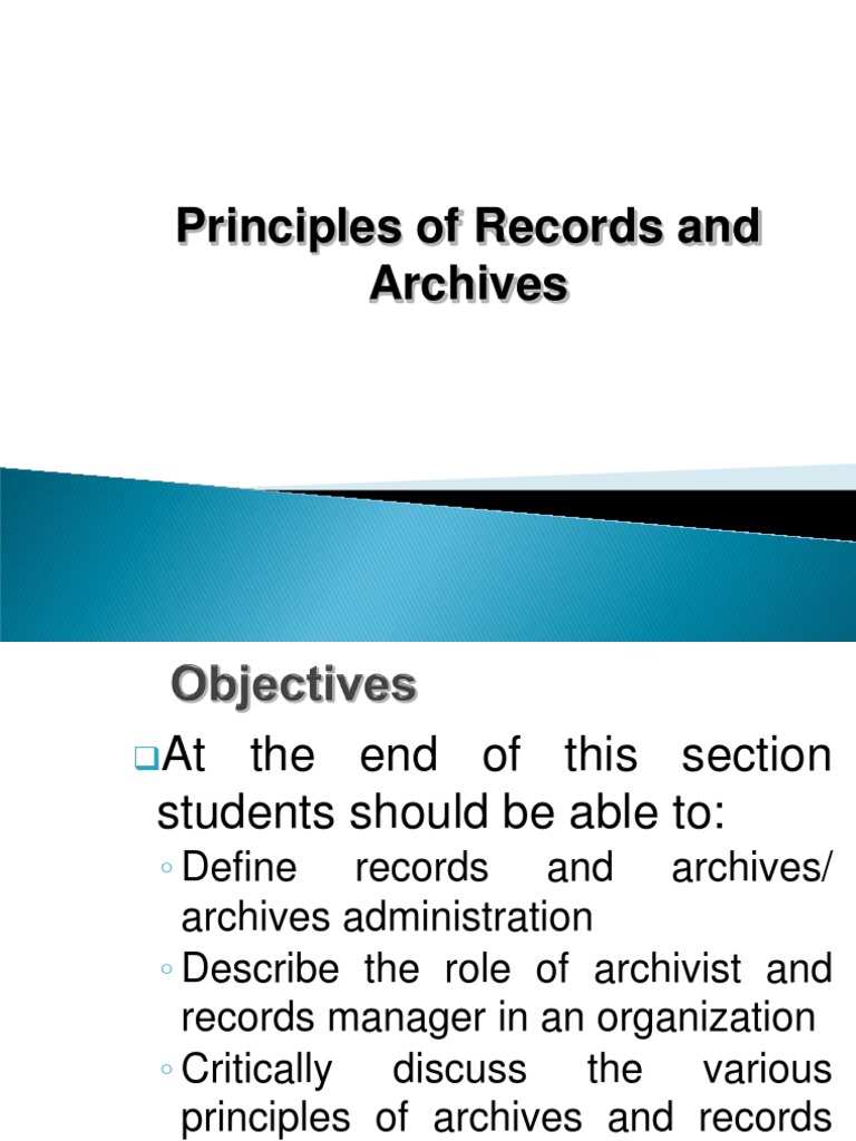Principles of Records and Archives | PDF | Archive | Records Management