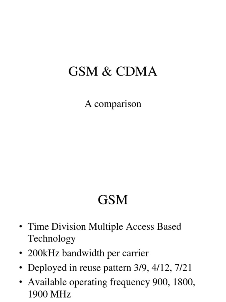GSM vs CDMA: Key Technology Differences | PDF