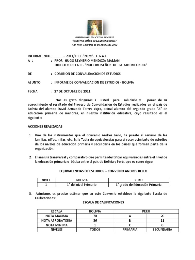 Informe - Convalidacion | PDF
