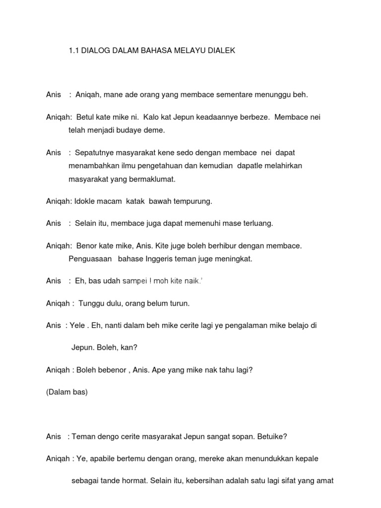 Dialog Bahasa Perak | PDF