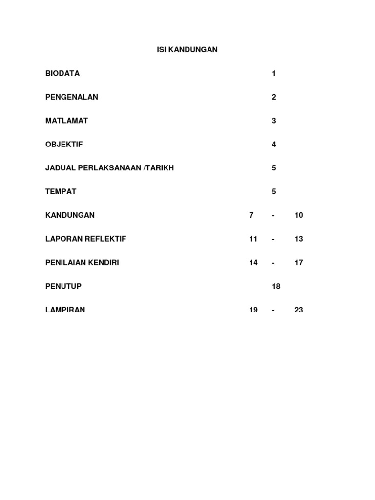 Contoh Isi Kandungan | PDF
