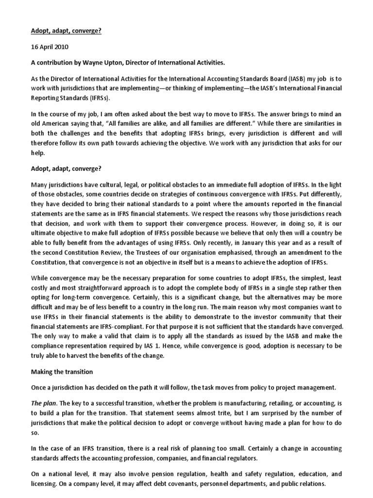 Adopt, Adapt, Converge | PDF | International Financial Reporting ...