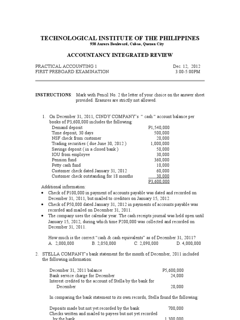 First Pboard - PRAC 1, TIP, Dec. 12,2012 | PDF | Dividend | Cheque