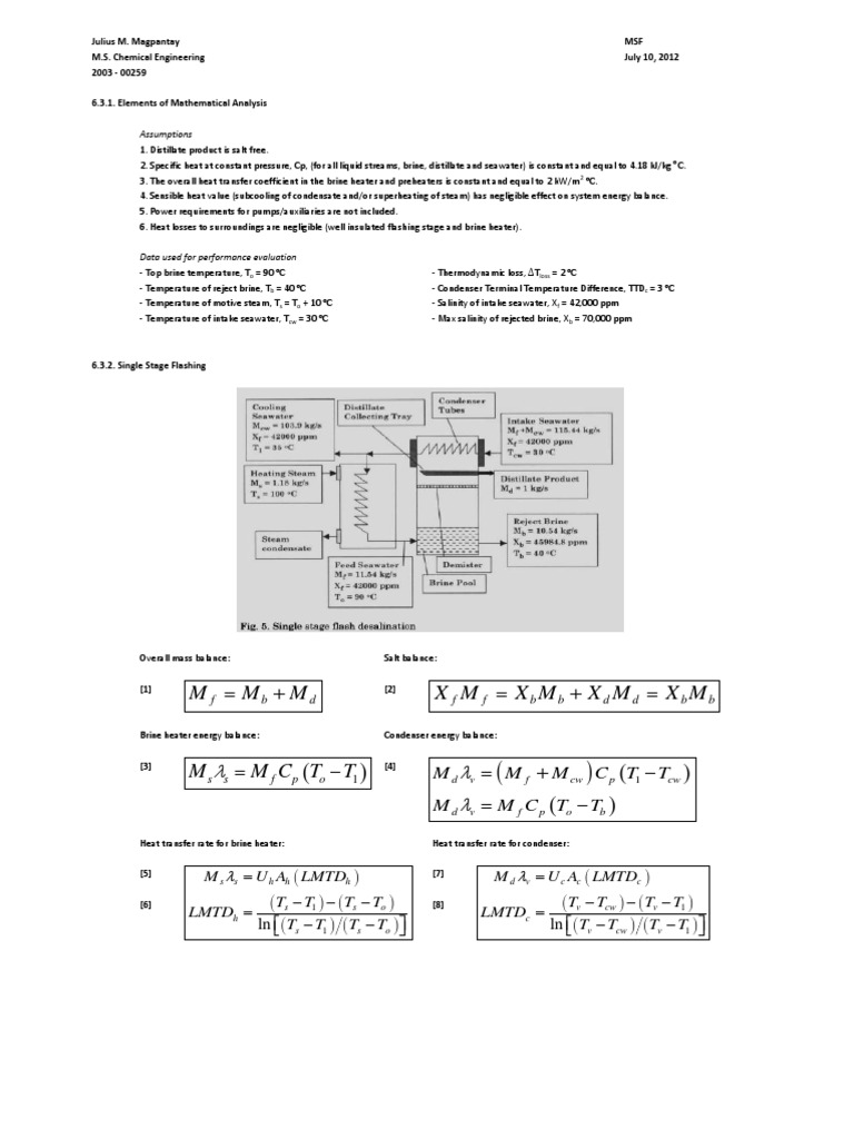Multi-Stage Flash Distillation | PDF | Heat | Chemical Engineering