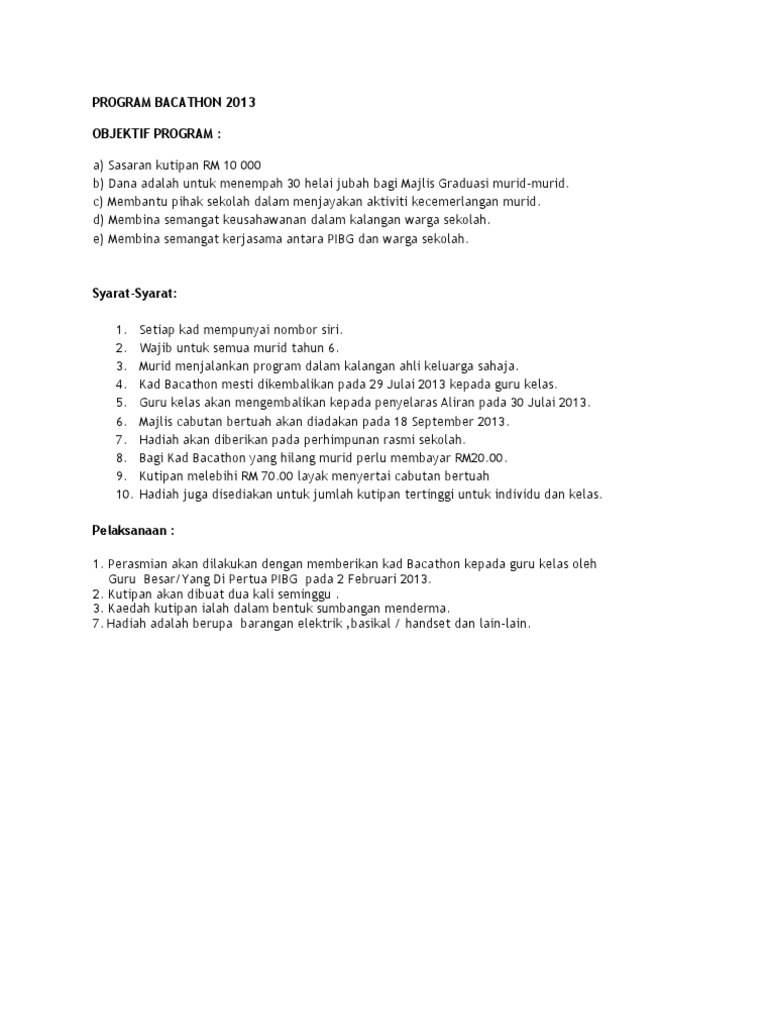 Contoh Kad Program Bacathon 2013 | PDF