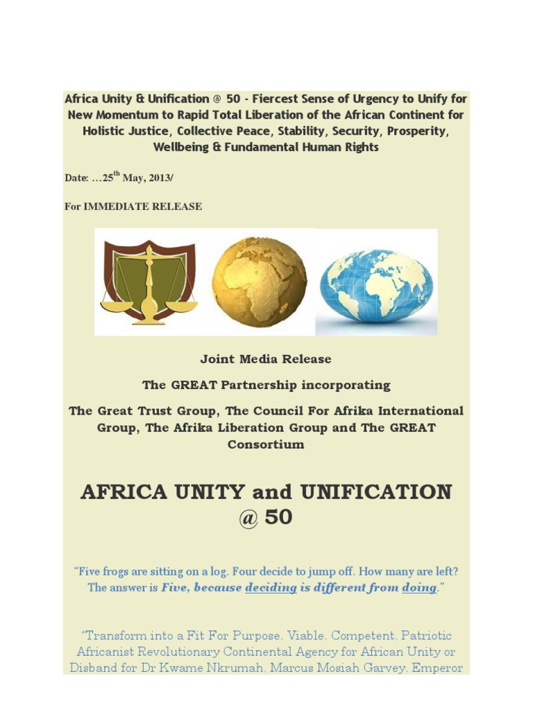 Africa Unity and Unification at 50: Date: 25 May, 2013 | PDF | African ...