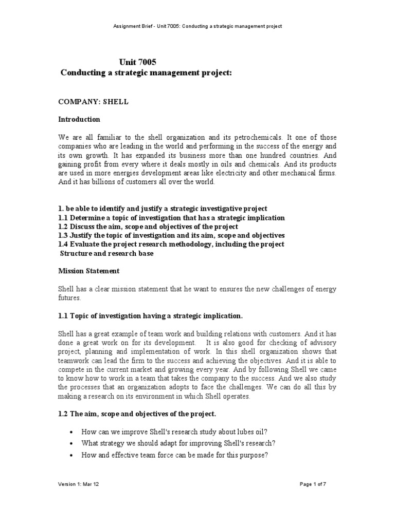 Strategic Management Project | PDF | Strategic Management | Goal