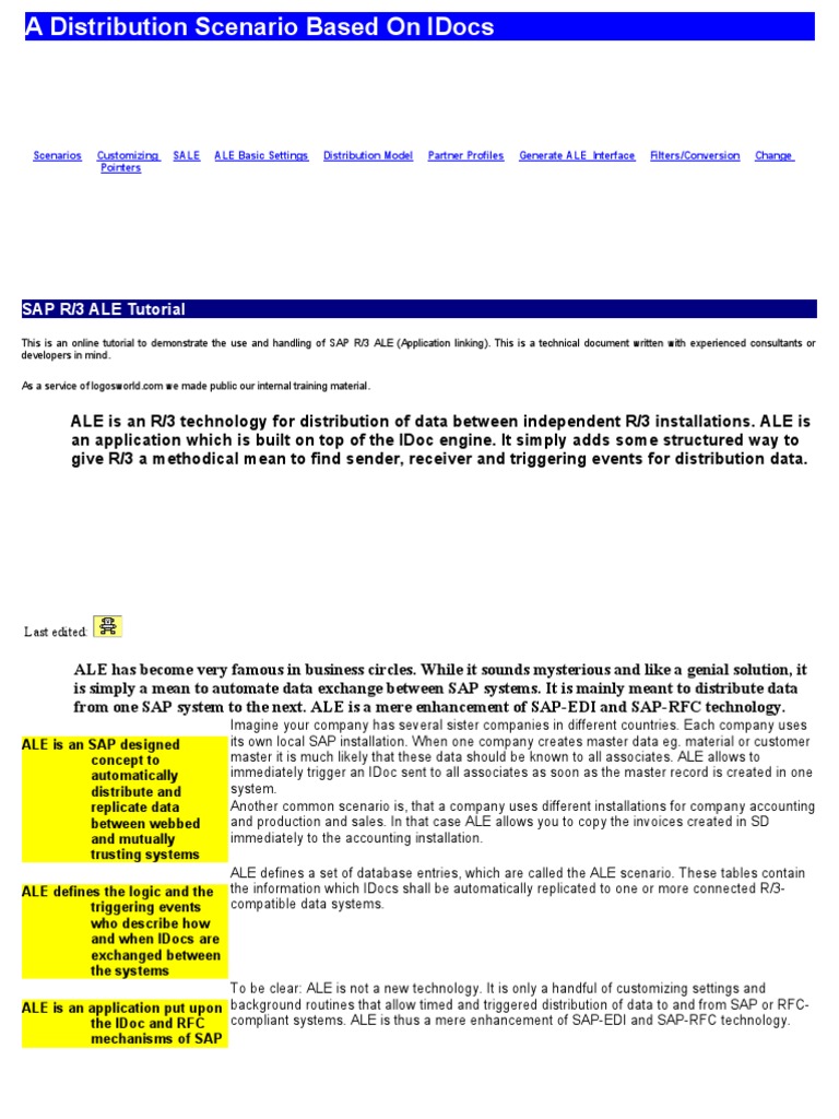 Ale Tutorial Idocs | PDF | Pointer (Computer Programming) | Database Transaction