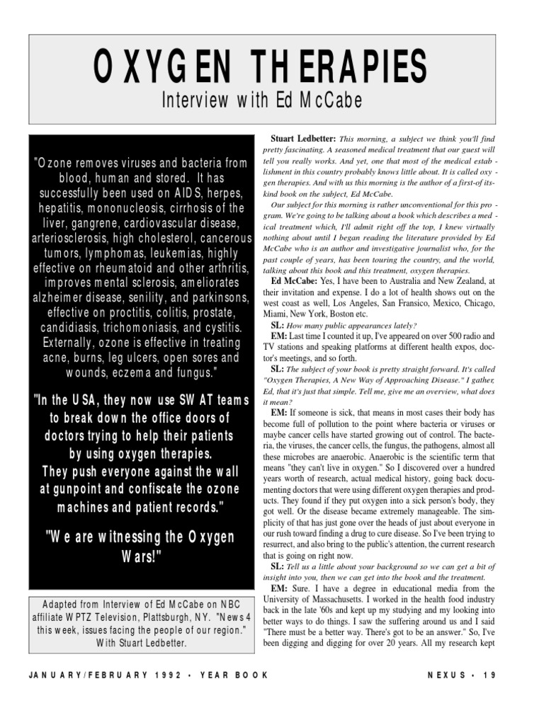 Oxygen Therapies: Ed McCabe Interview | PDF | Cancer | Hiv/Aids