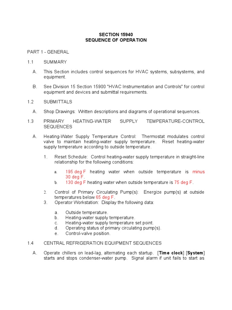 15940sf - Sequence of Operation | PDF | Thermostat | Hvac