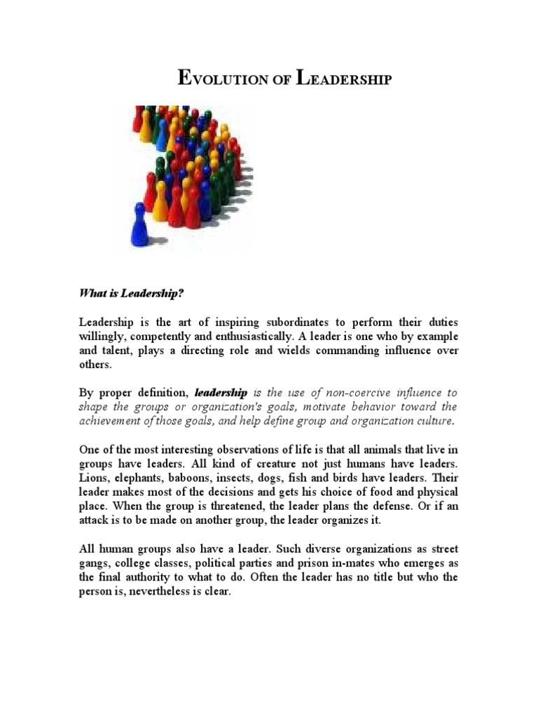 Evolution of Leadership | PDF | Transformational Leadership | Leadership