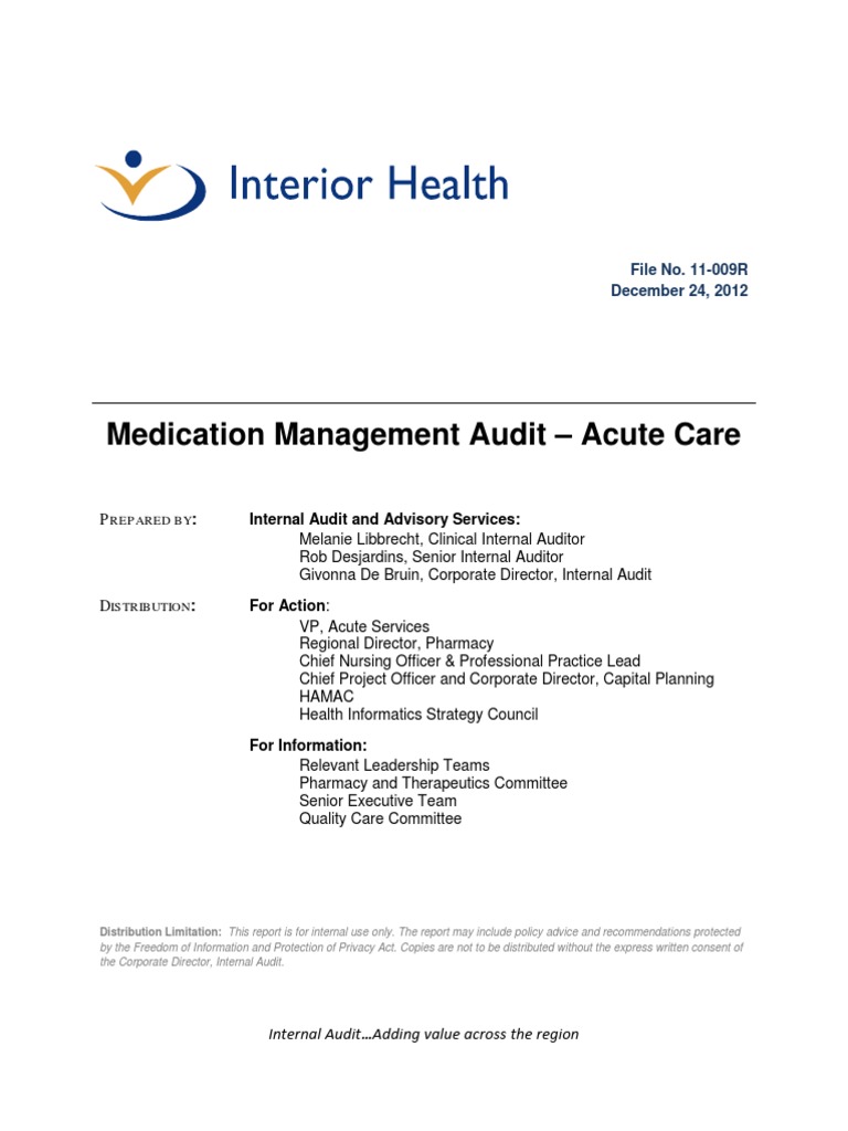 Interior Health Medication Management Audit | PDF | Pharmacy ...