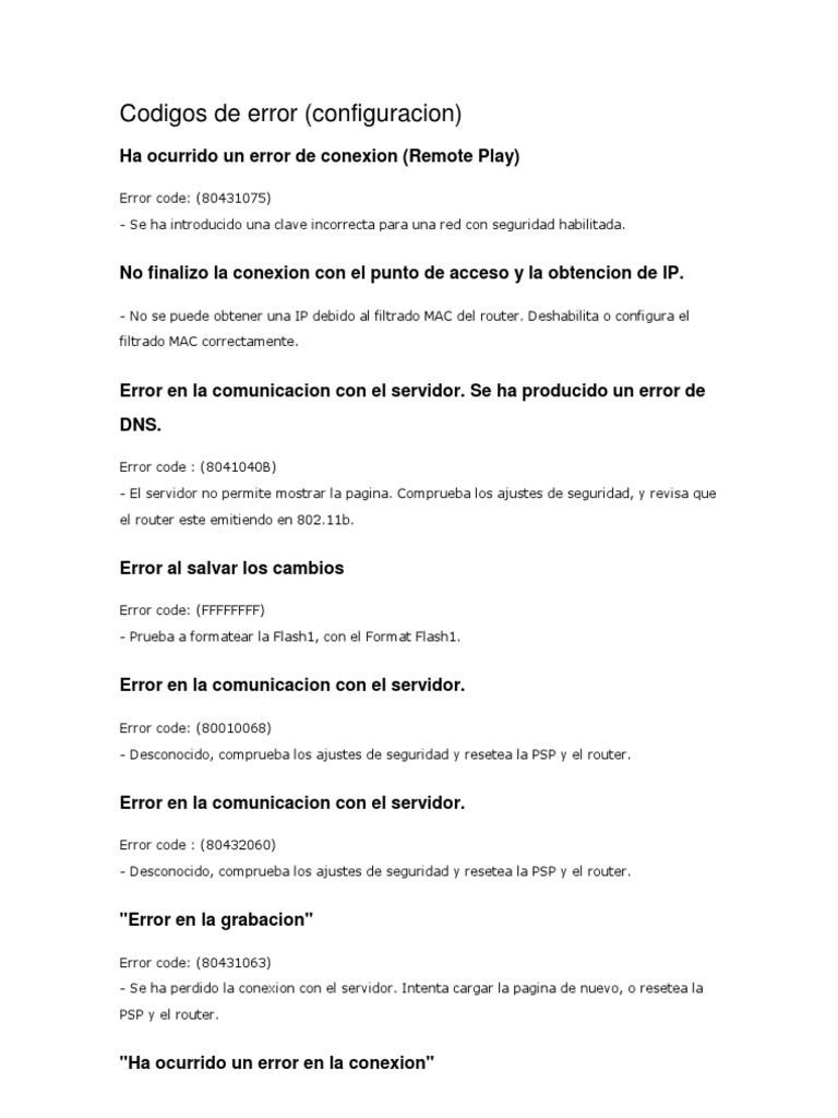 Codigos de Error de Nuestro PSP | PDF | sistema de nombres de dominio ...