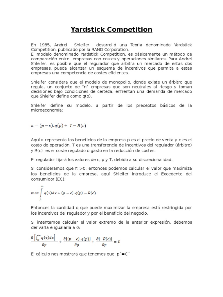 Yardstick Competition | PDF | Monopolio | Precios