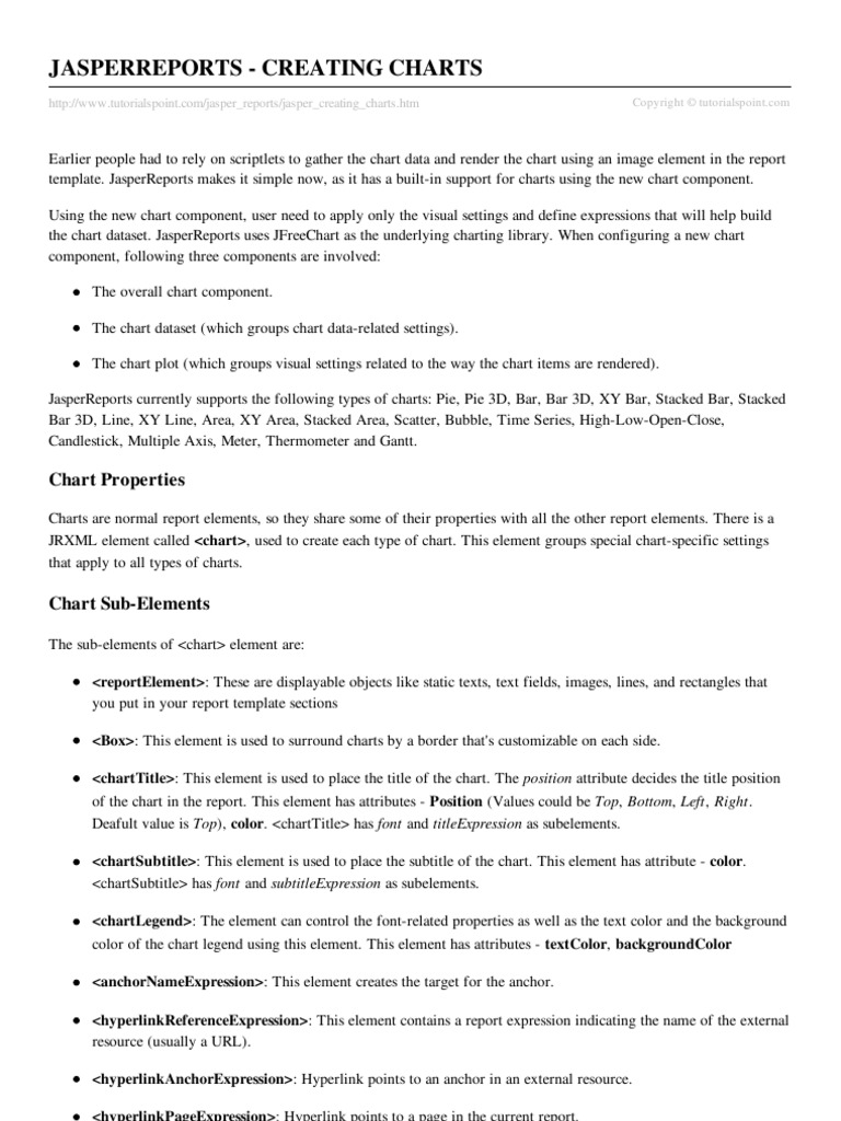 Jasperreports - Creating Charts: Chart Properties | PDF | Hyperlink | Computer Data