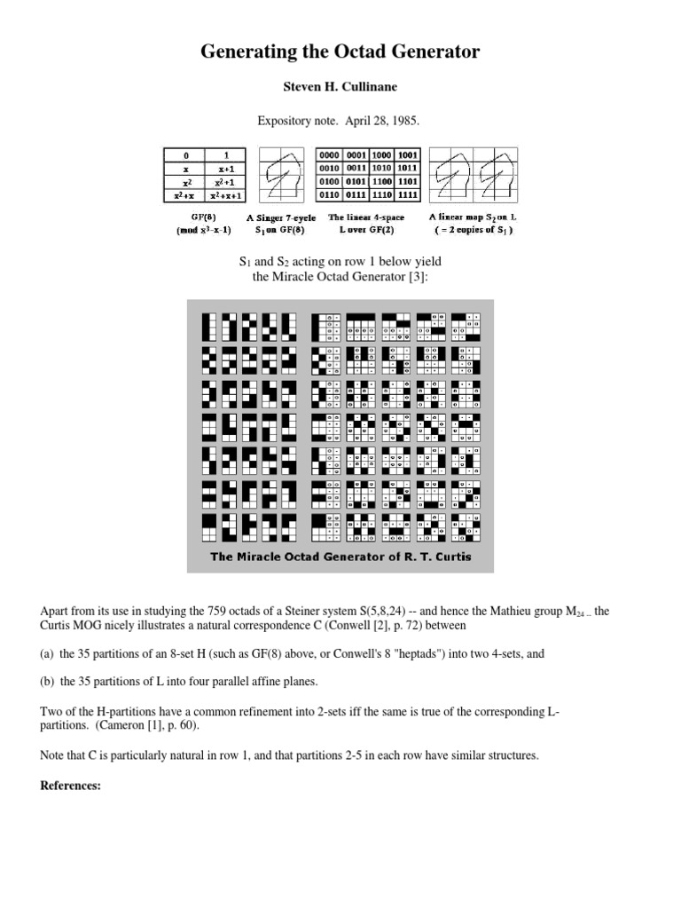 Generating The Octad Generator | PDF