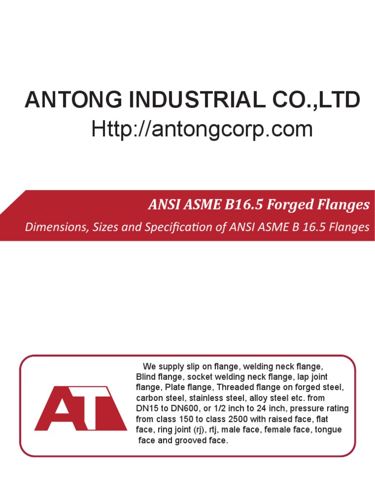 Dimensions, Sizes and Specification of ANSI ASME B 16.5 Flanges | PDF ...