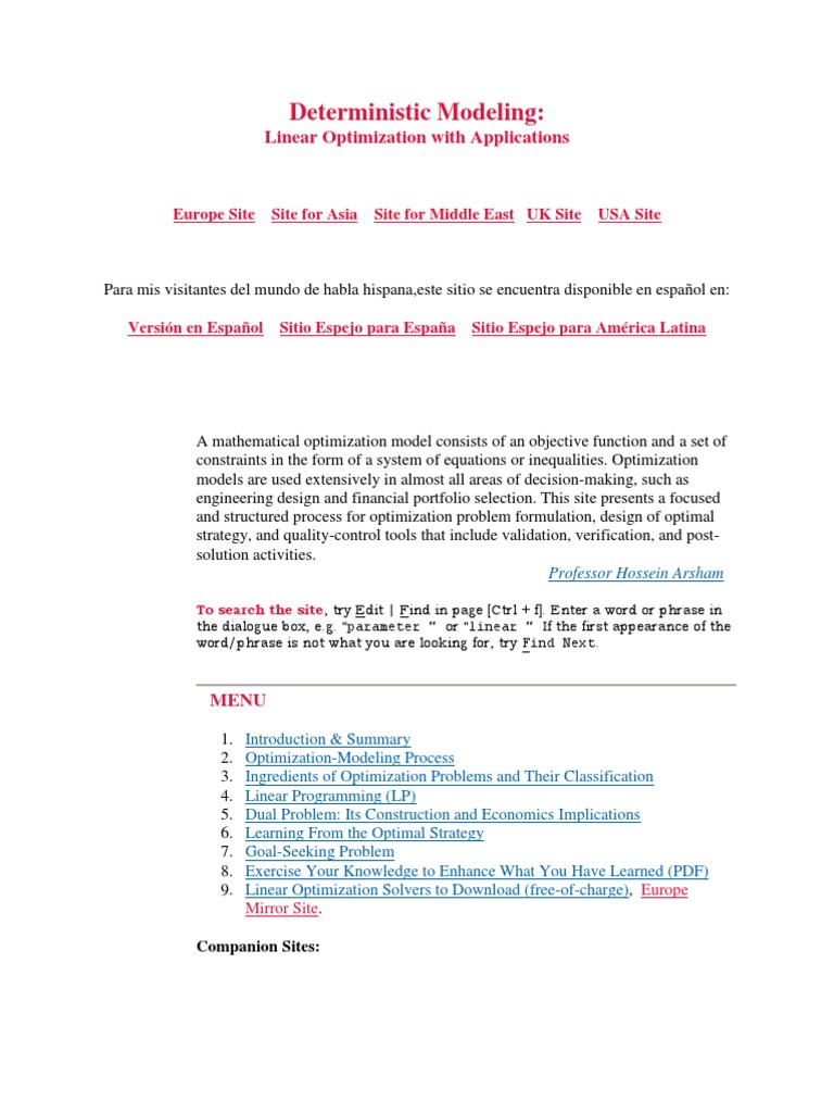 Deterministic Modeling | PDF | Mathematical Optimization | Metaheuristic