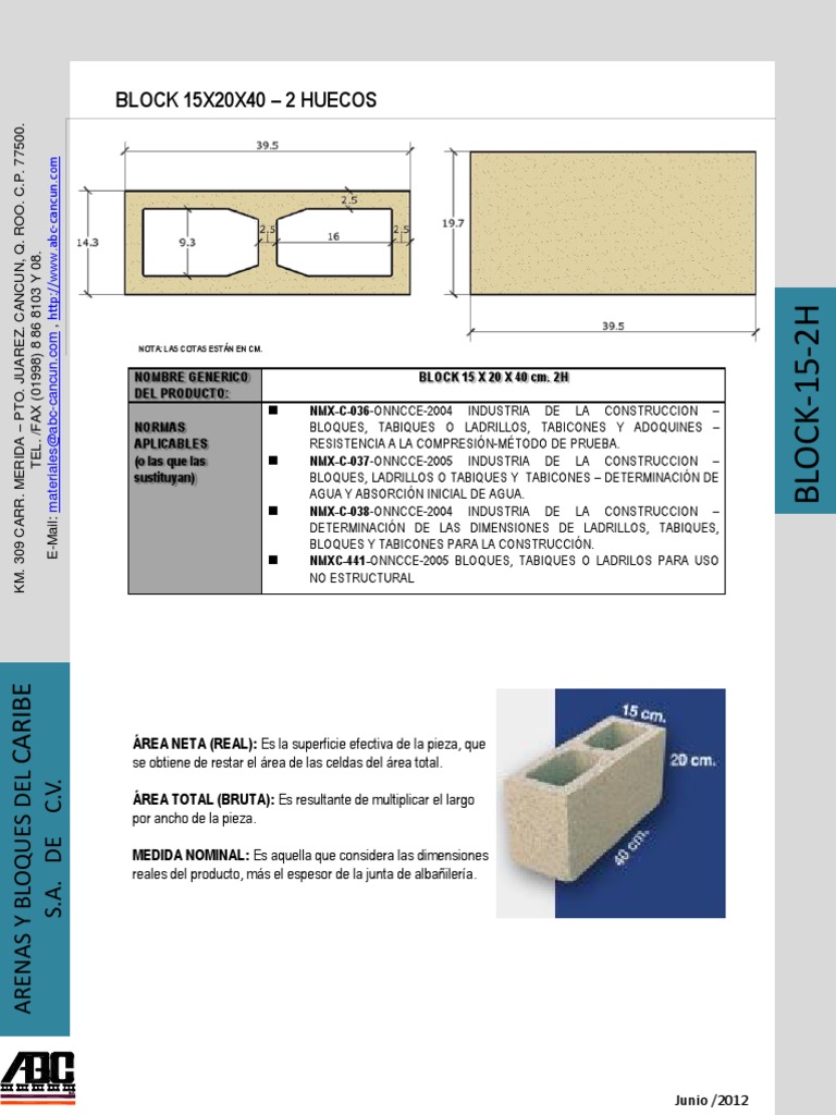 Block 15x20x40 | PDF | Aislamiento térmico | Science