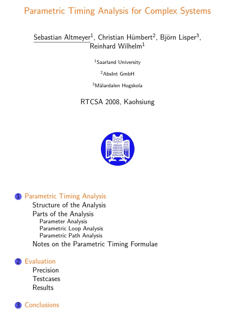 Sebastian Altmeyer, Christian H Umbert, BJ Orn Lisper, Reinhard Wilhelm ...