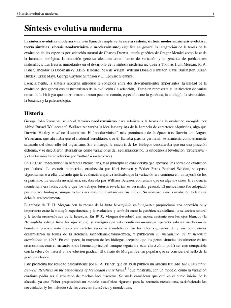 Síntesis evolutiva moderna | Evolución biológica | Biología evolucionaria