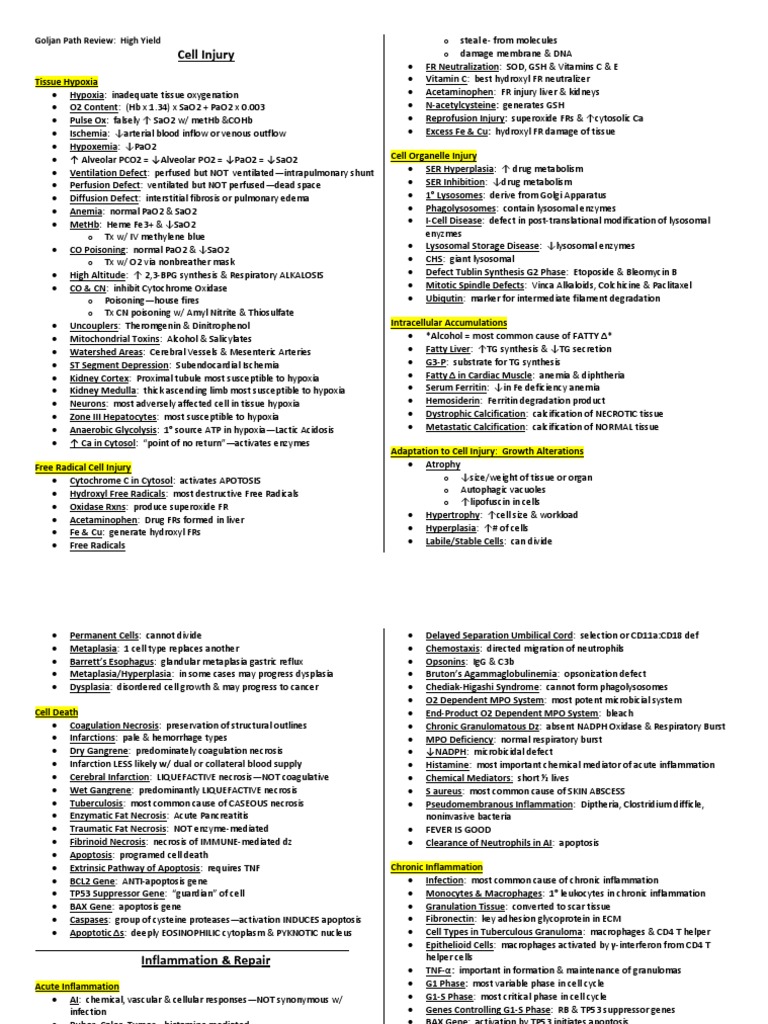 High Yield Goljan Path Review | PDF | Thrombosis | Thrombus